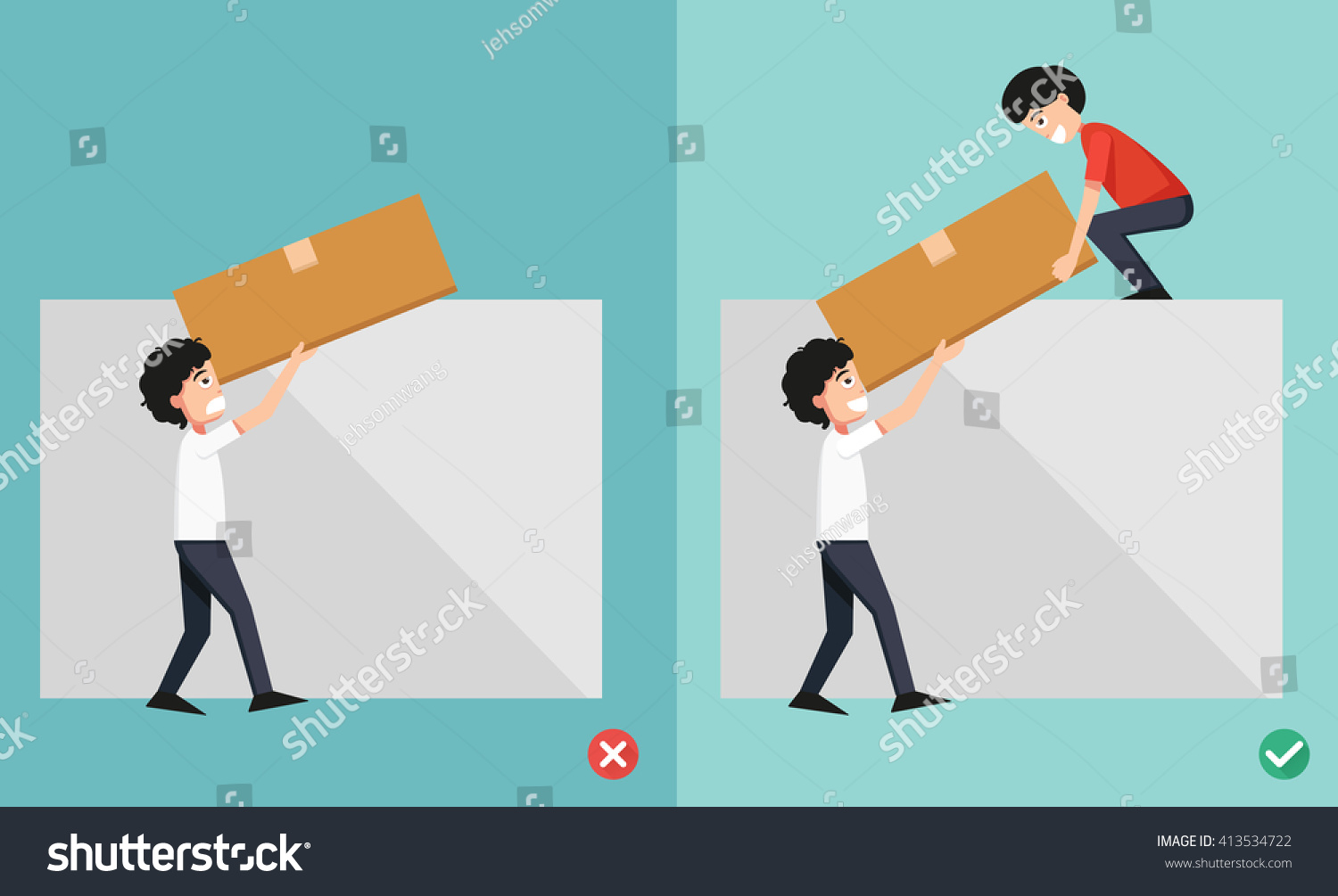 Dangerimproper Against Proper Lifting Illustrationvector Stock Vector ...