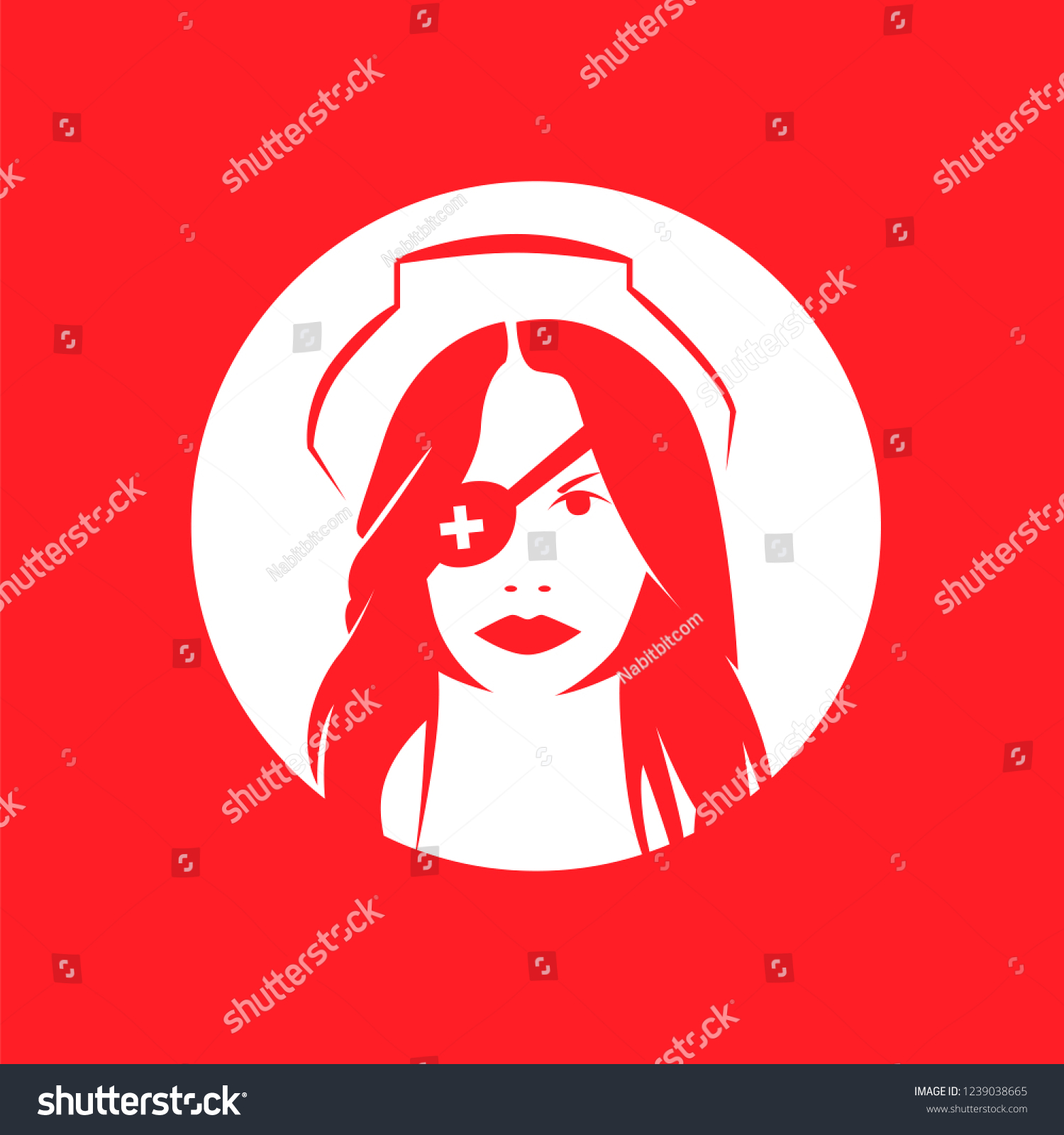 Danger Nurse Eye Patch On Red Stock Vector (Royalty Free) 1239038665
