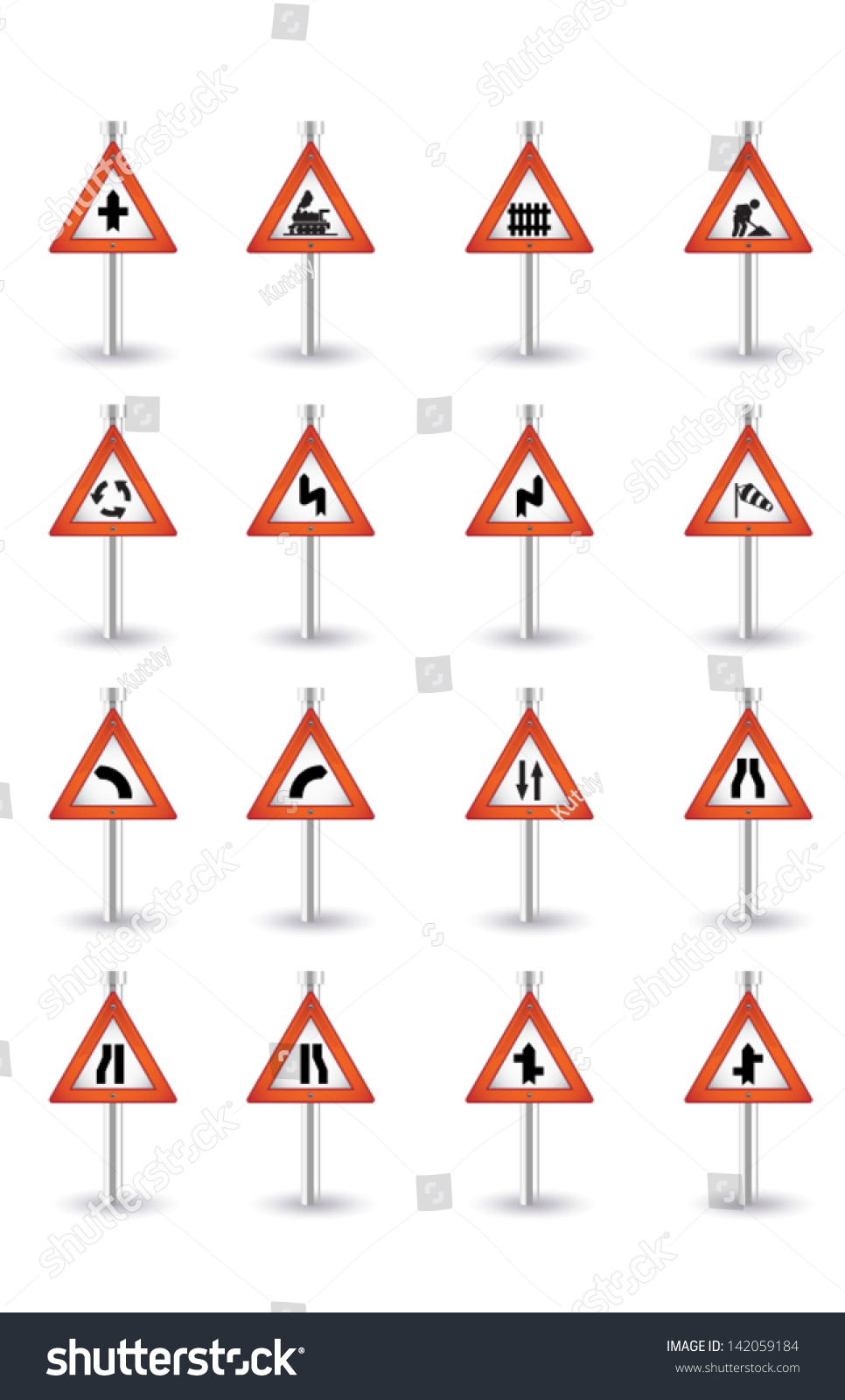 Danger Road Sign Set Stock Vector (Royalty Free) 142059184