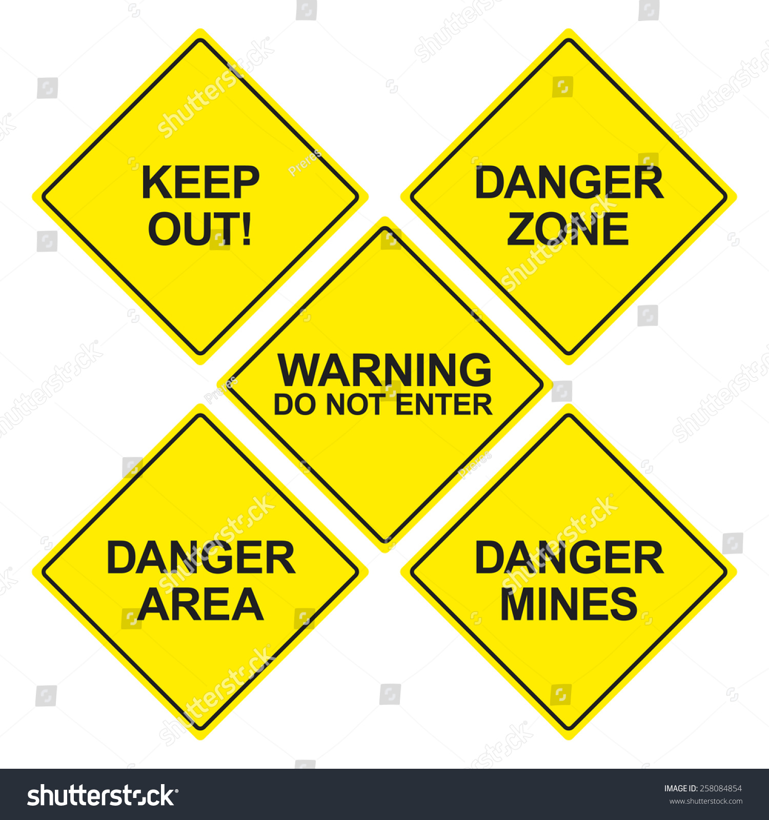 Danger Signs Stock Vector (Royalty Free) 258084854 | Shutterstock