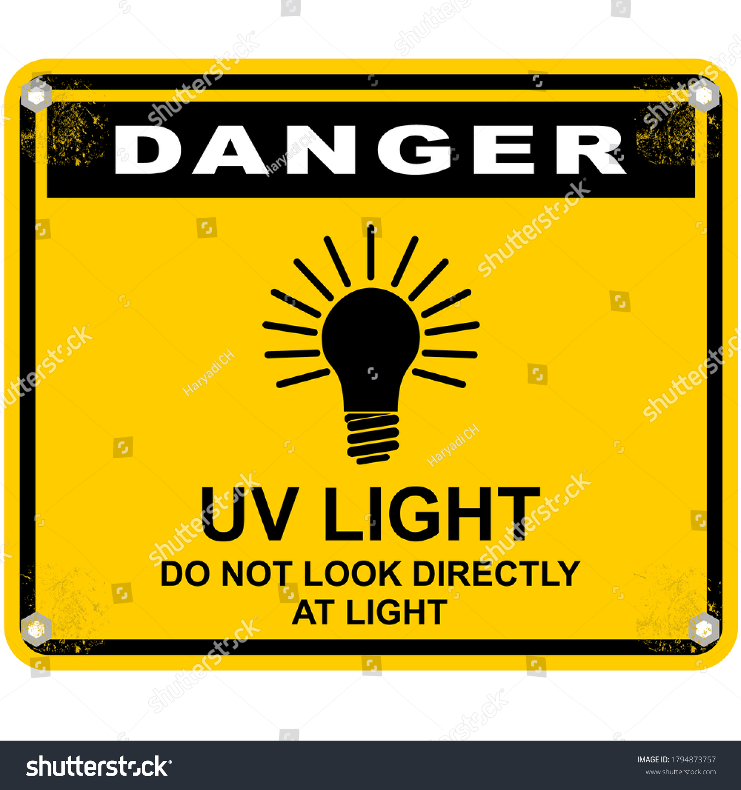 Danger Uv Light Do Not Look Stock Vector (Royalty Free) 1794873757 ...