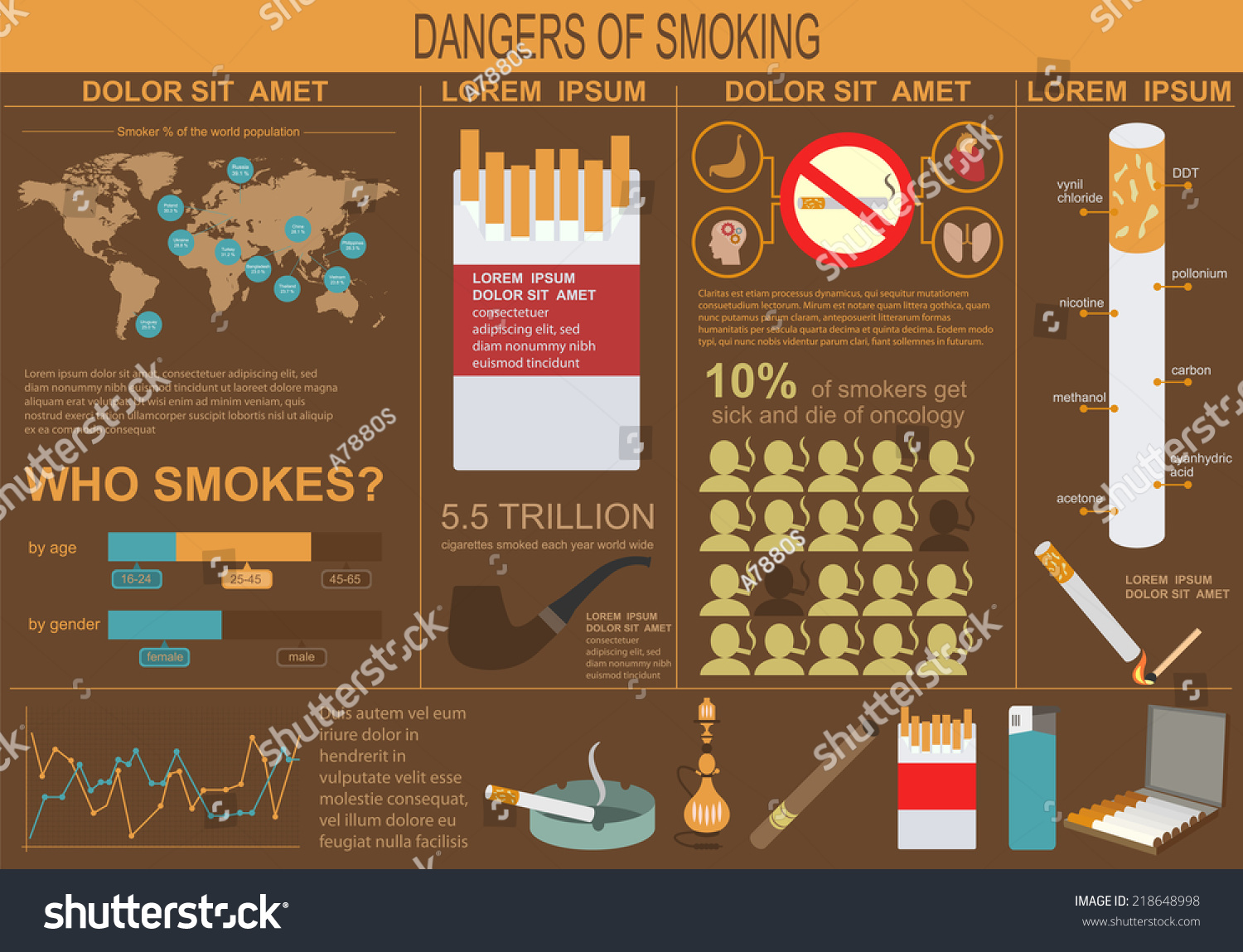 Dangers Smoking Infographics Elements Vector Illustration: เวกเตอร์ ... Dangers Smoking Infographics Elements Vector Illustration: เวกเตอร์ ...