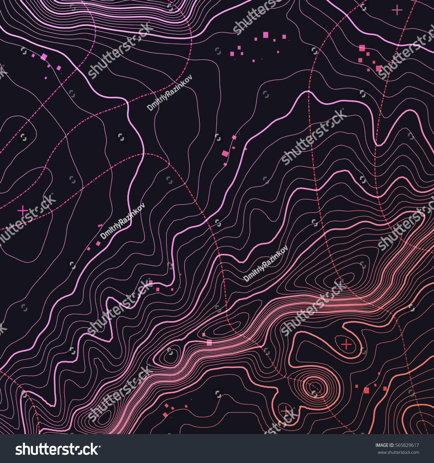 Dark Colorful Topographic Map Stock Vector (Royalty Free) 565829617