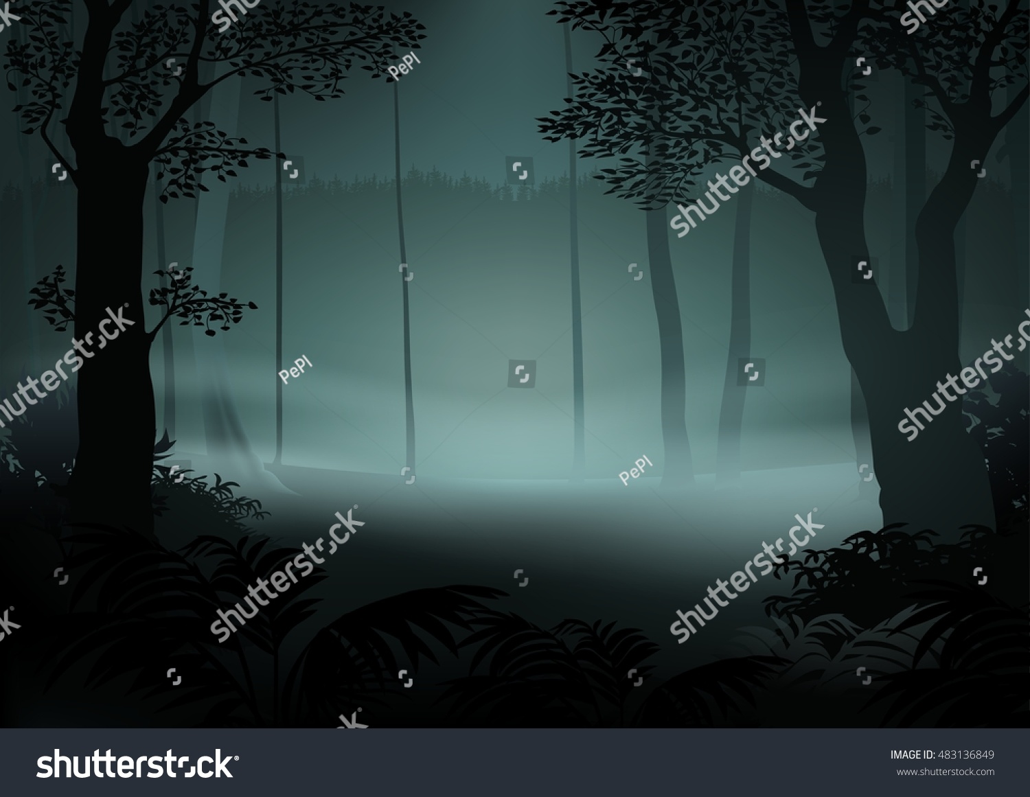 Dark Forest Cartoon Illustration Vector Stock Vector (Royalty Free ...