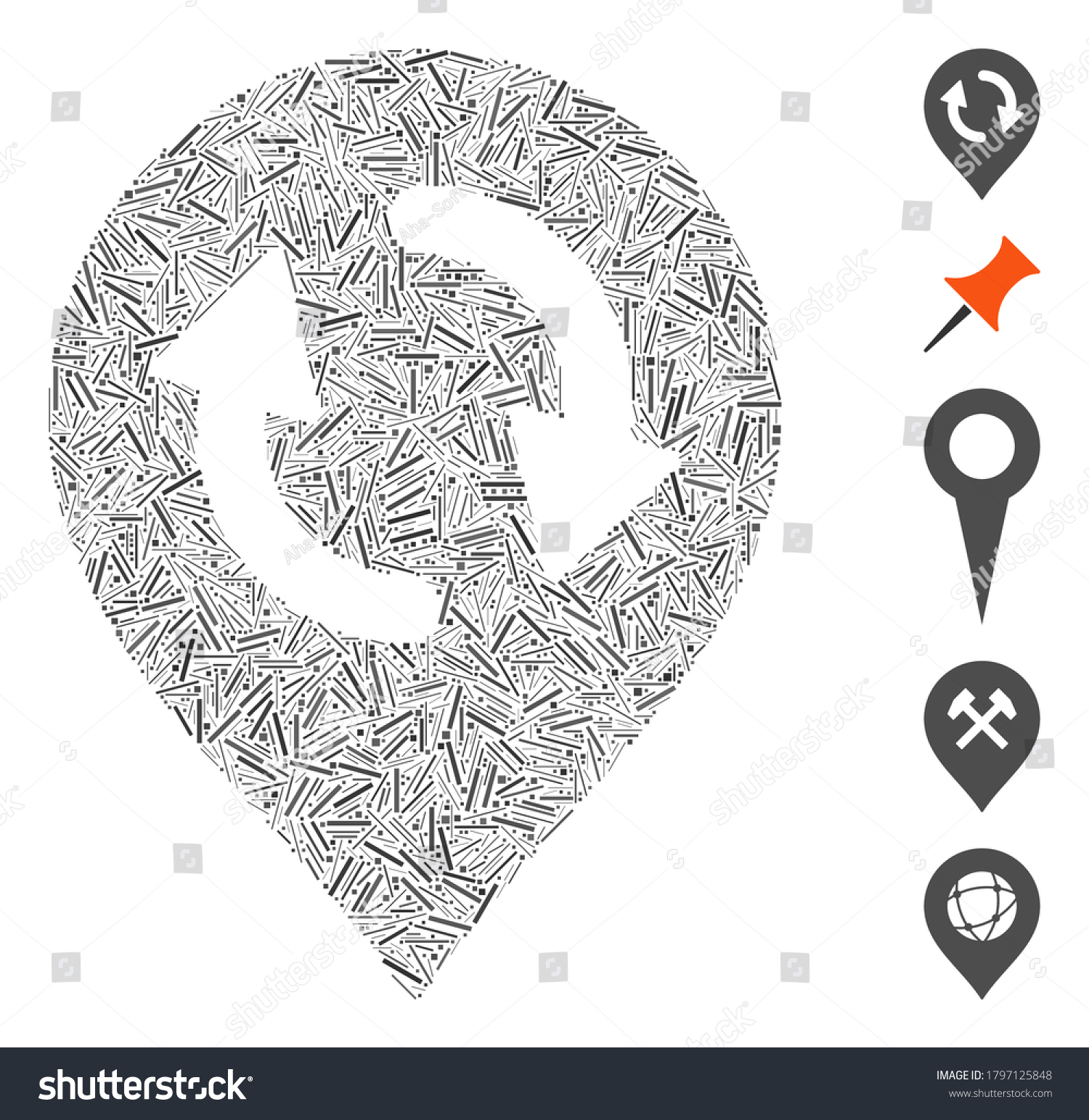 Dash Mosaic Based On Refresh Map Stock Vector (Royalty Free) 1797125848 ...
