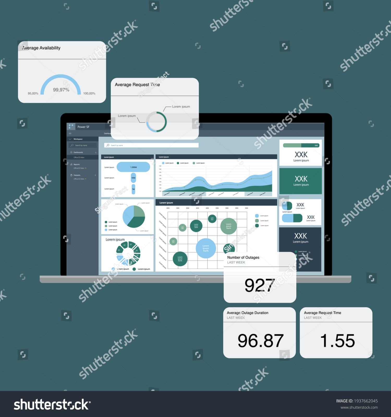 Dashboard Application Power Bi Graphs Charts: Vector có sẵn (miễn phí ...
