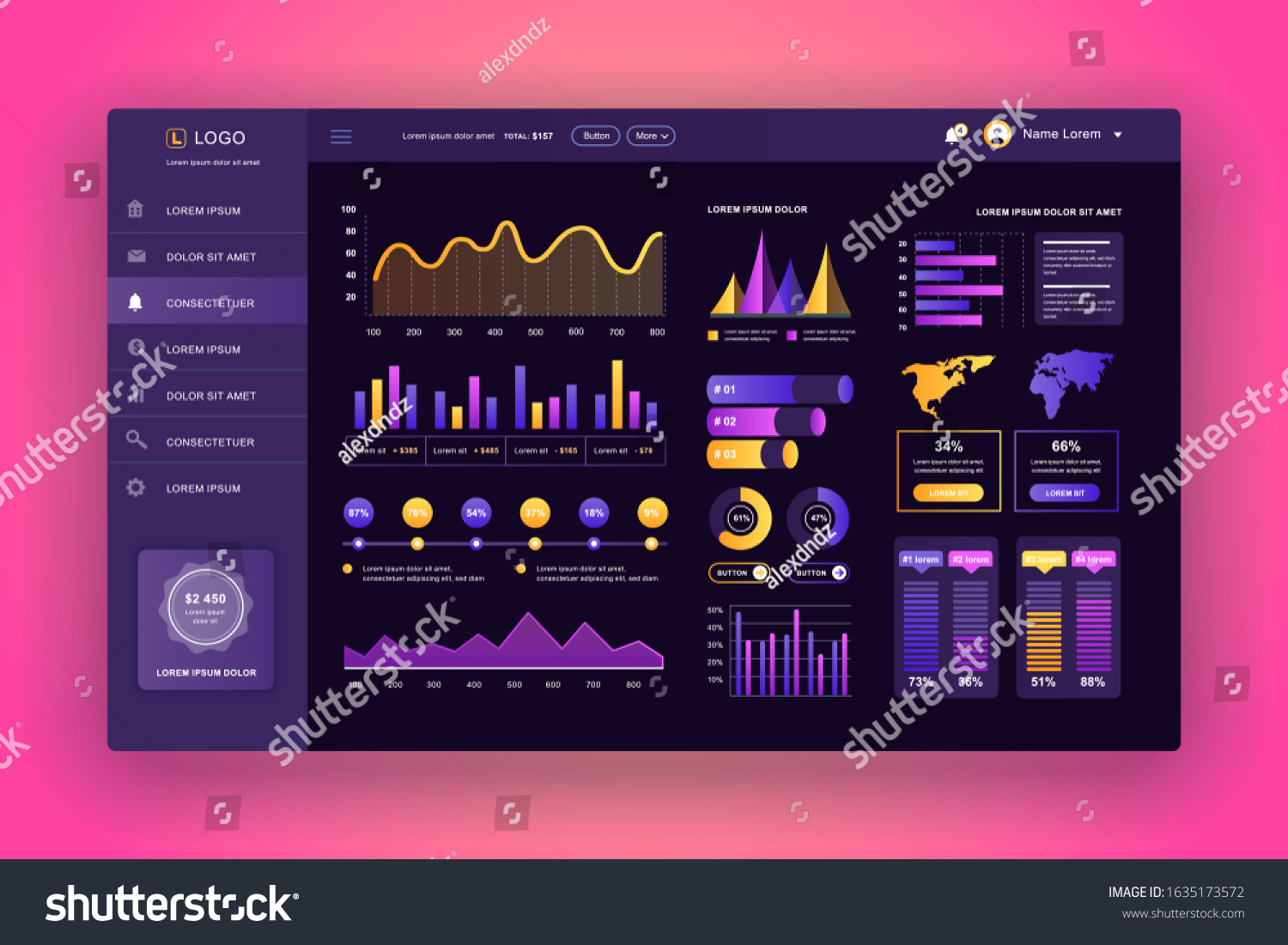 Dashboard Ui Admin Panel Vector Design: เวกเตอร์สต็อก (ปลอดค่าลิขสิทธิ์ ...