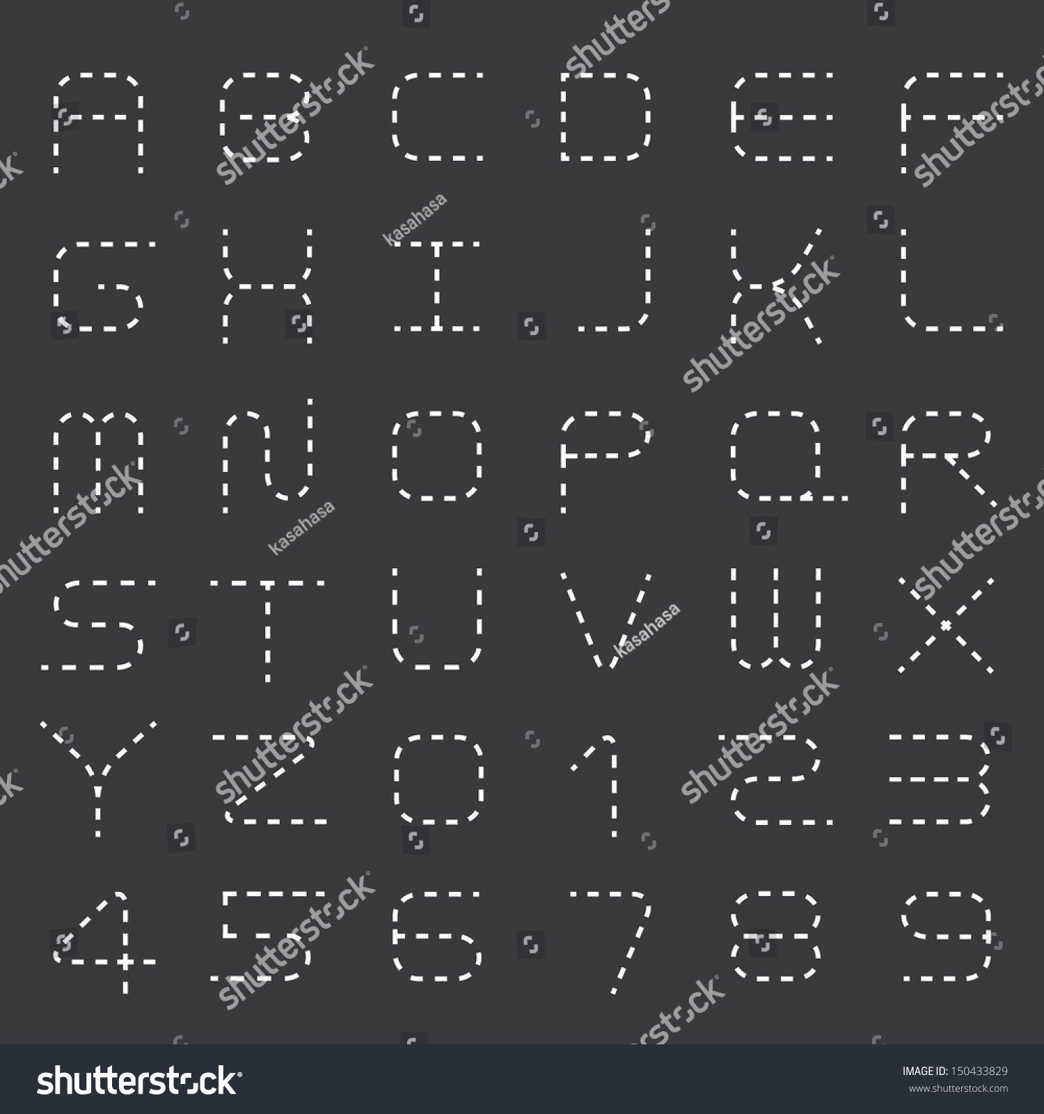 Dashed Line Alphabet Set Vector Illustration Stock Vector (Royalty Free ...