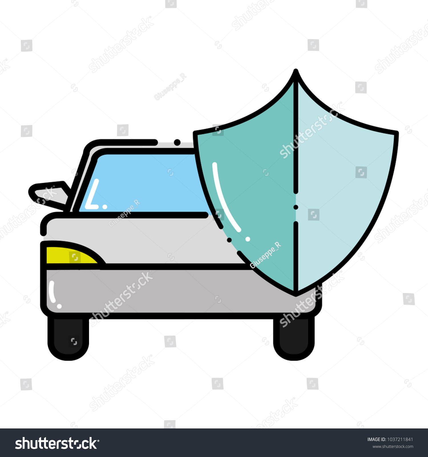 Dashed Line Car Transport Shield Security Stock Vector (Royalty Free ...