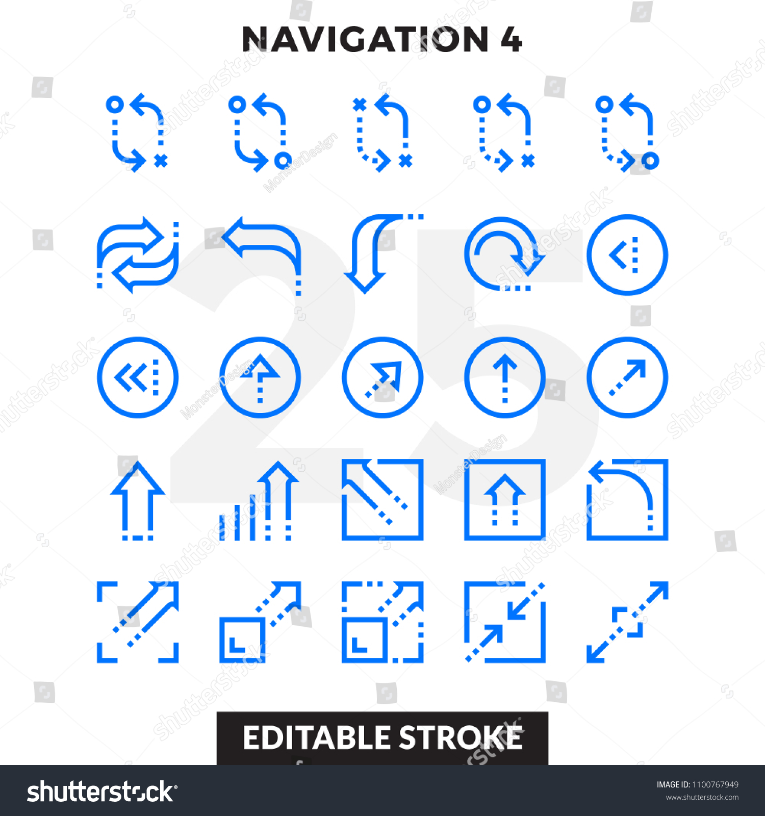 Dashed Outline Icons Pack Ui Editable Stock Vector (Royalty Free ...