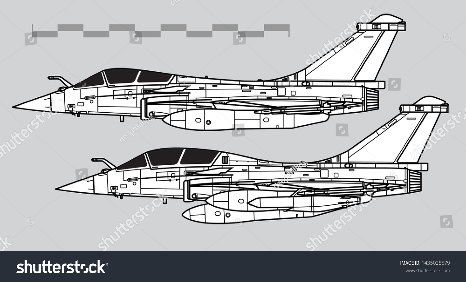 Dassault Rafale Outline Vector Drawing Stock-vektor (royaltyfri) 1435025579