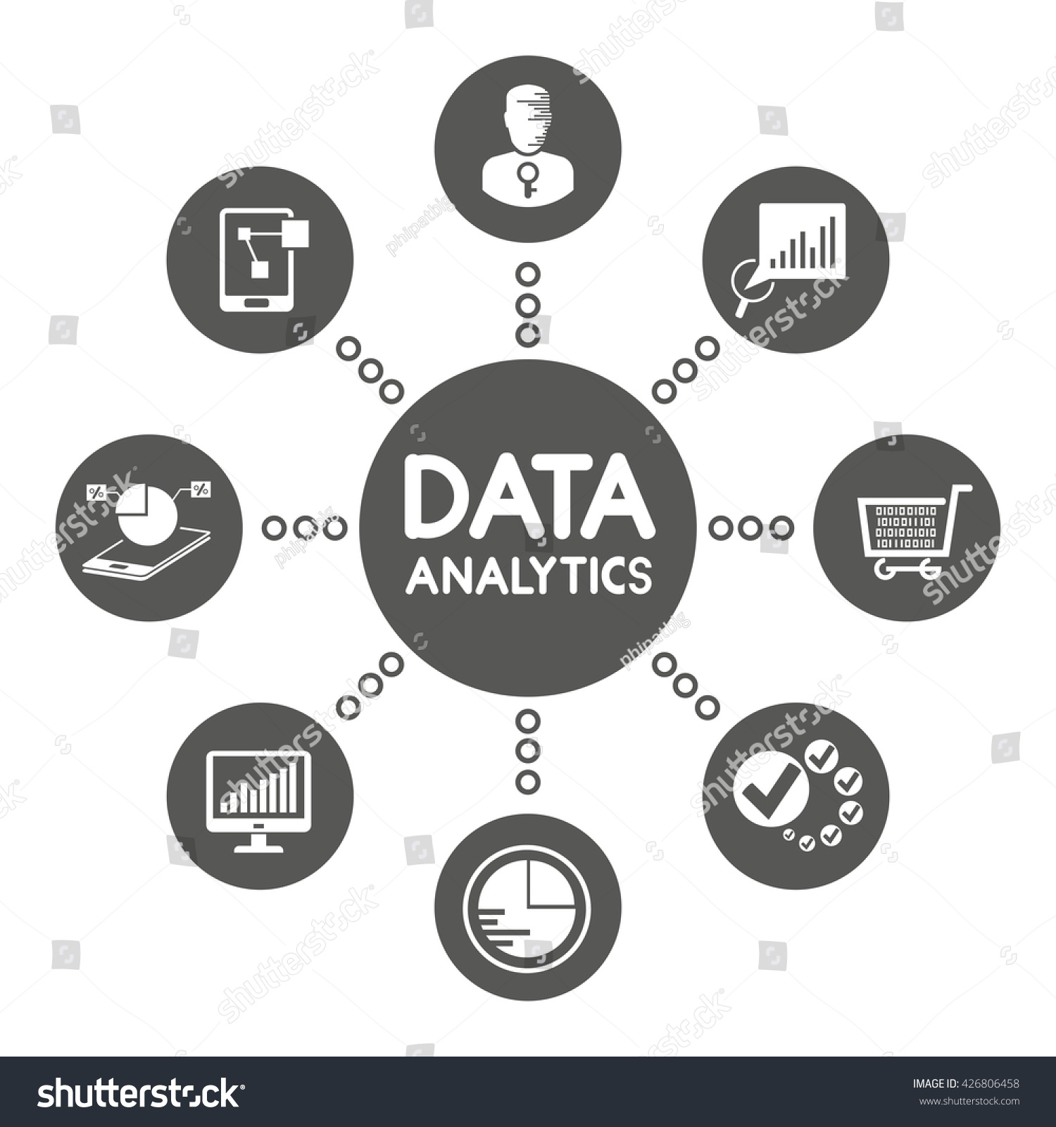 Data Analytics Icons Information Technology Network Stock Vector ...