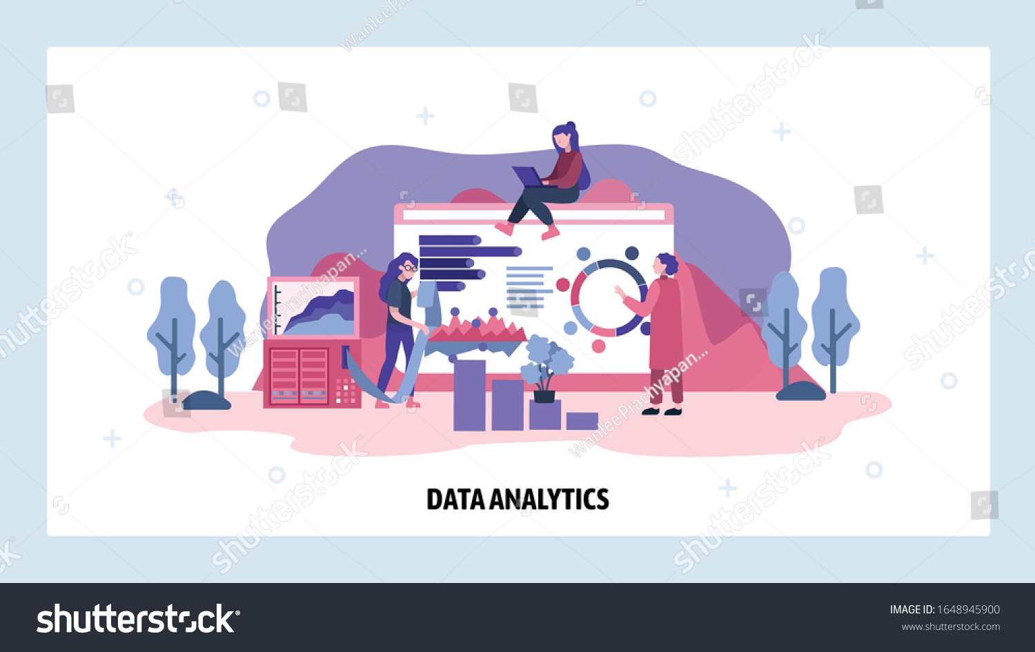 Data Analytics Team Study Financial Report Stock Vector (Royalty Free ...
