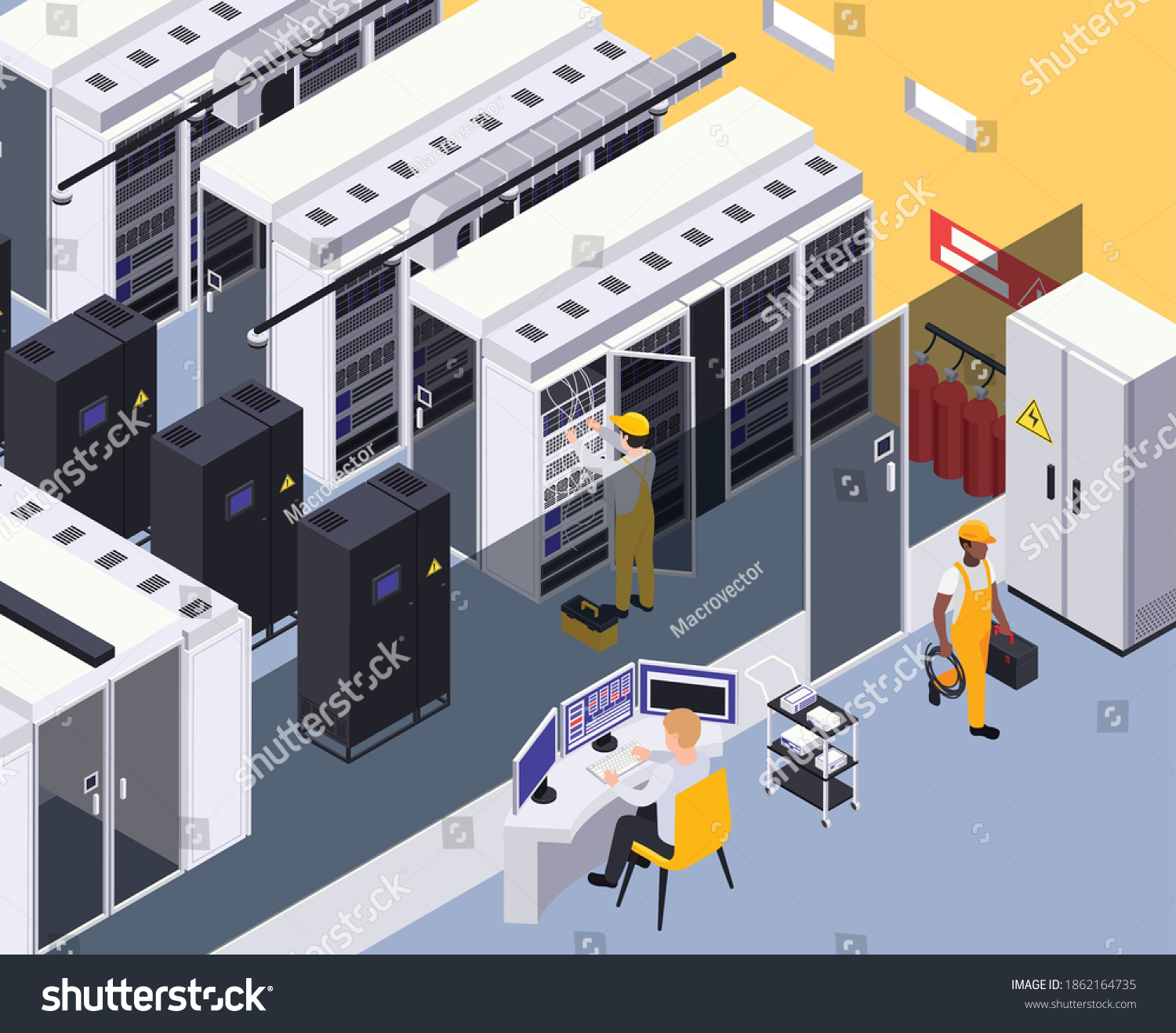 Data Center Facility Interior Isometric Element Stock Vector (Royalty ...