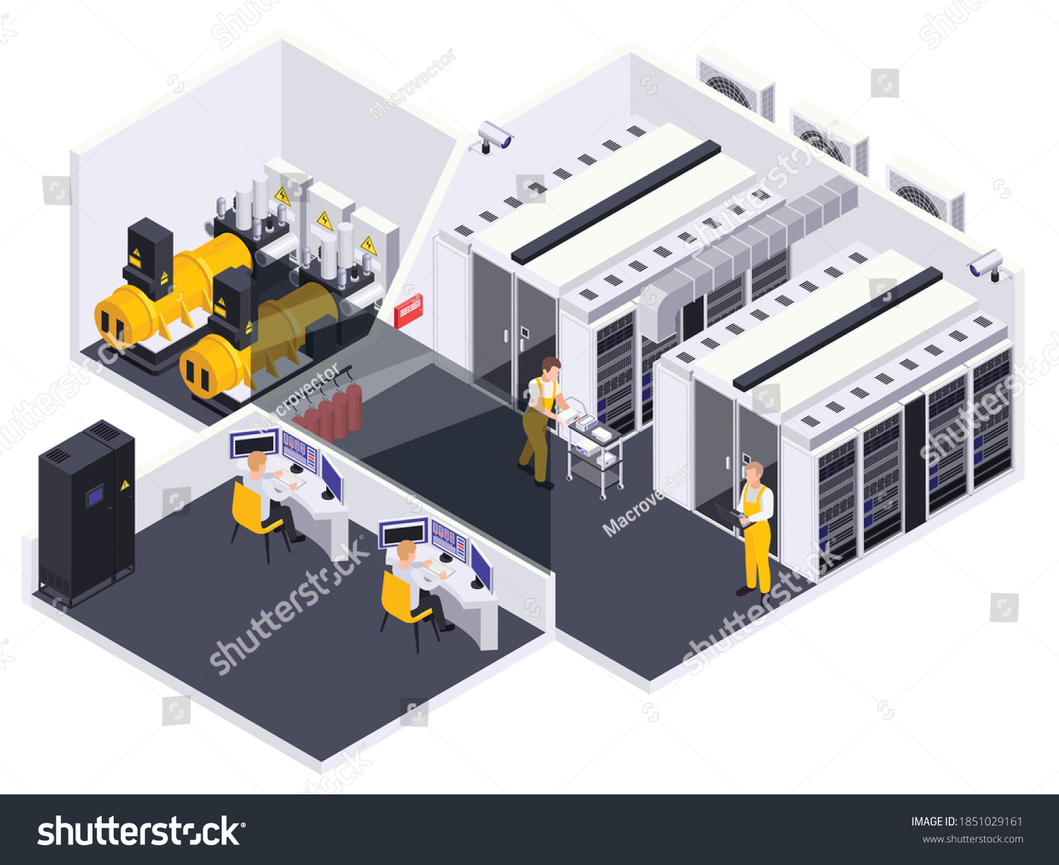 Data Center Facility Interior Isometric View Stock Vector (Royalty Free ...