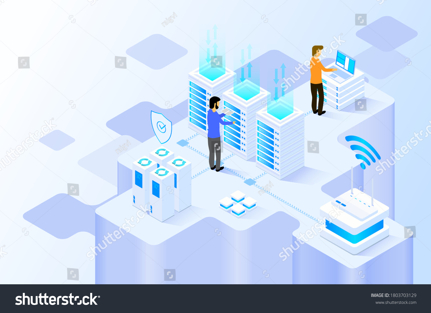 Data Center Network Concept Banner Data Stock Vector (Royalty Free ...