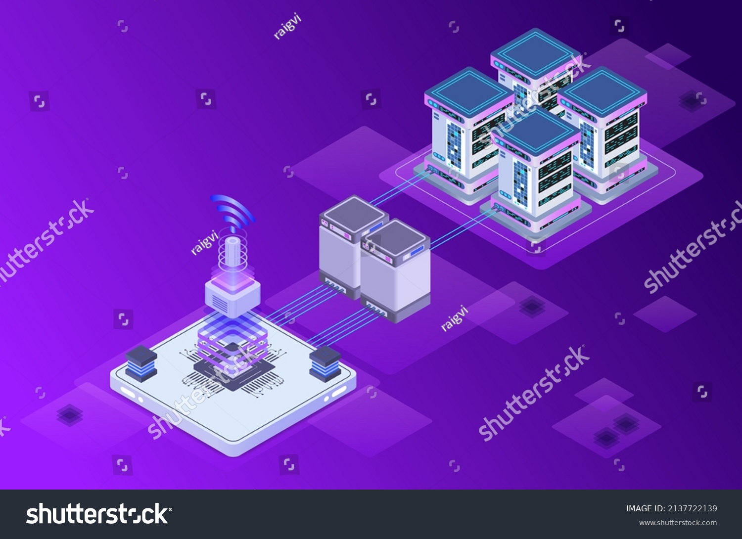 Data Center Server Room Processing Data Stock Vector (Royalty Free ...