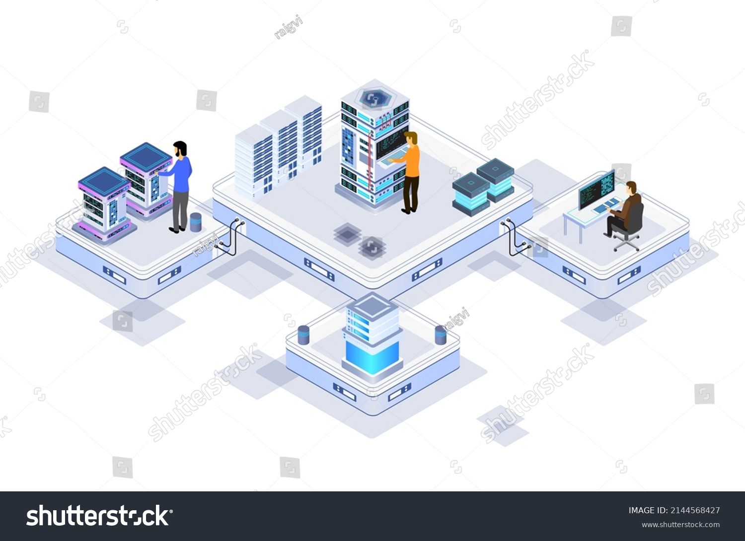 Data Center Server Room Processing Data Stock Vector (Royalty Free ...