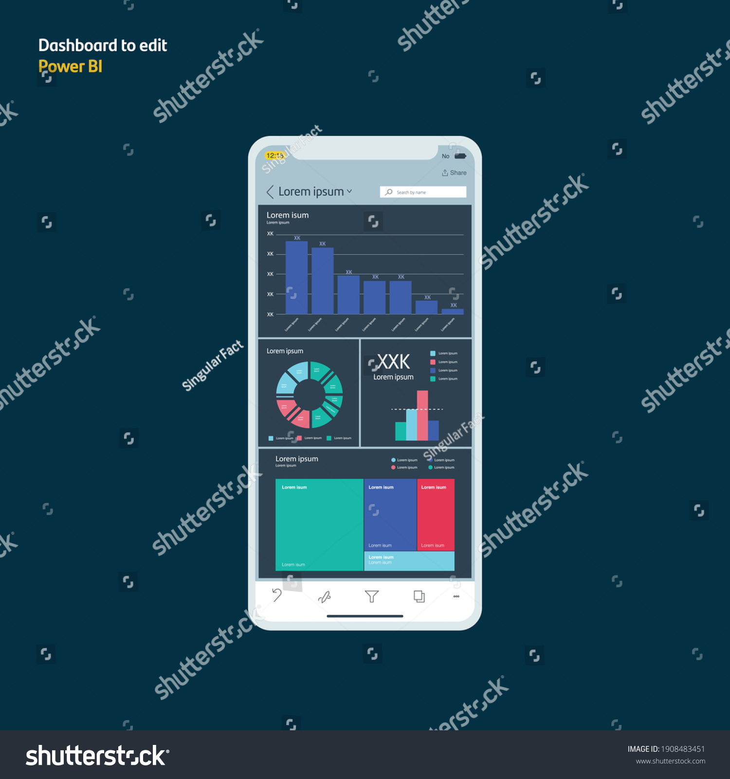 Data Dashboard Graphs Charts Smartphone Power Stock Vector (Royalty ...