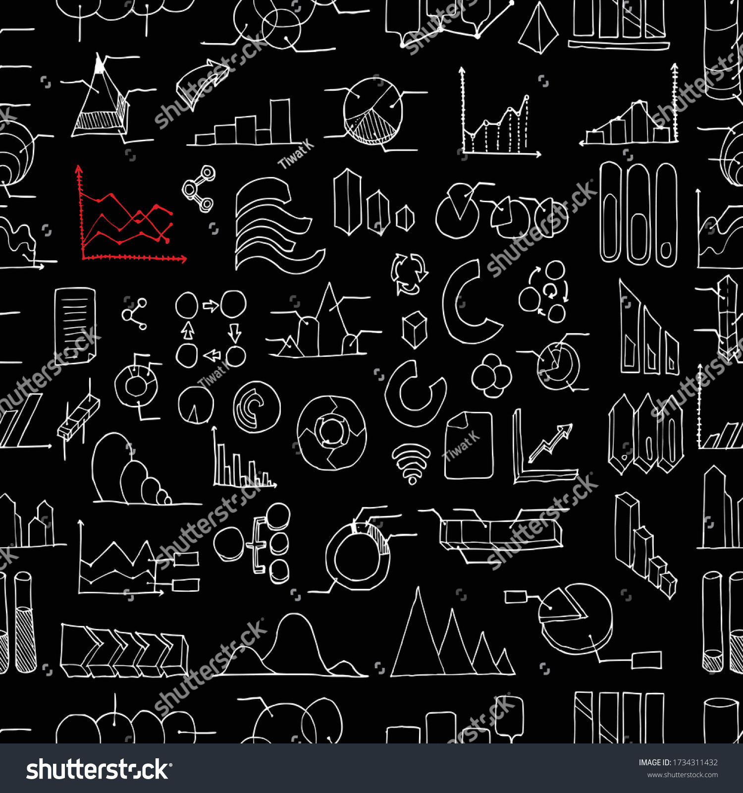Data Doodle Background Seamless Pattern Drawing: เวกเตอร์สต็อก (ปลอดค่า ...