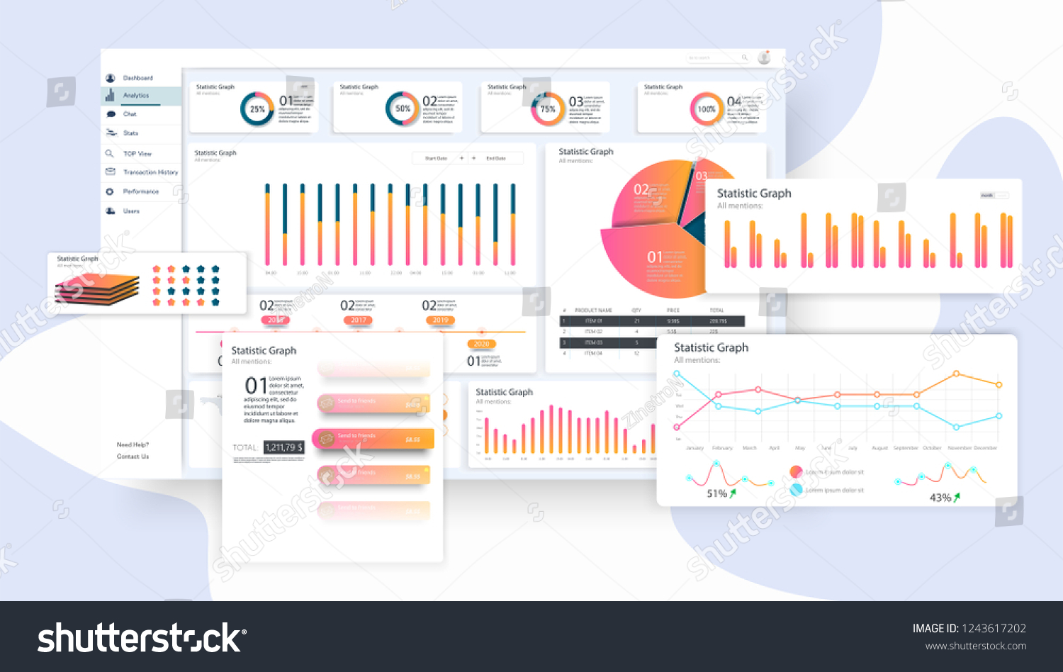 Data Infographic Application Ui Ux Kit: vetor stock (livre de direitos ...