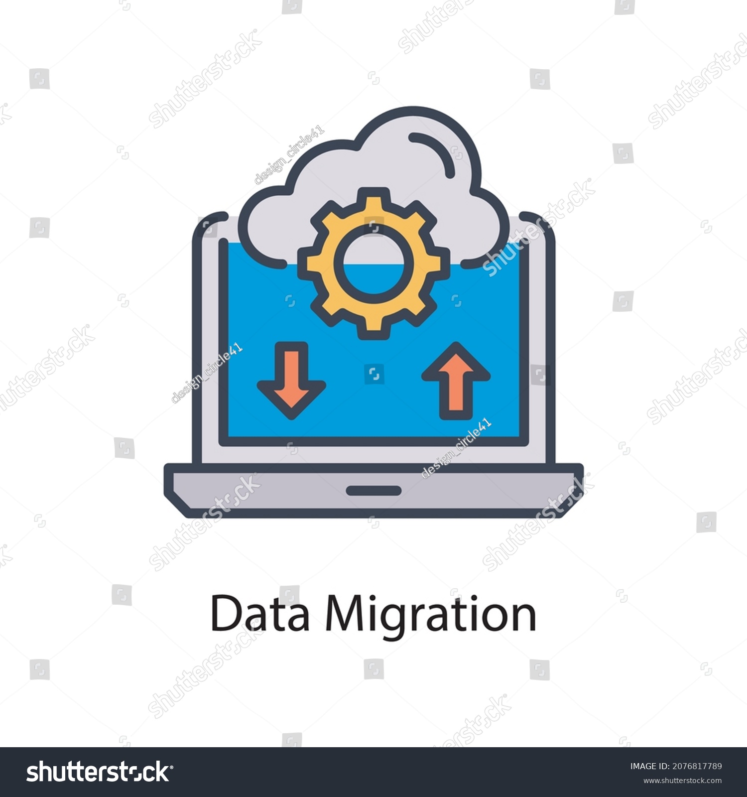 Data Migration Vector Fill Outline Icon Stock Vector Royalty Free