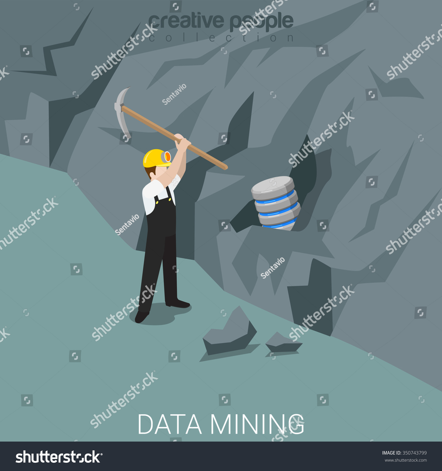 Data Miner Flat 3d Isometric Technology Stock Vector (Royalty Free ...