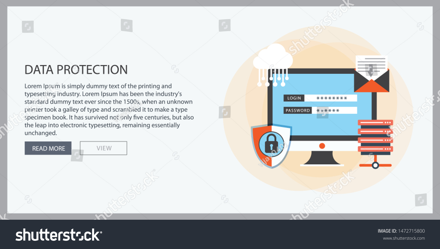 Data Protection Network Security Creative Vector: เวกเตอร์สต็อก (ปลอด ...
