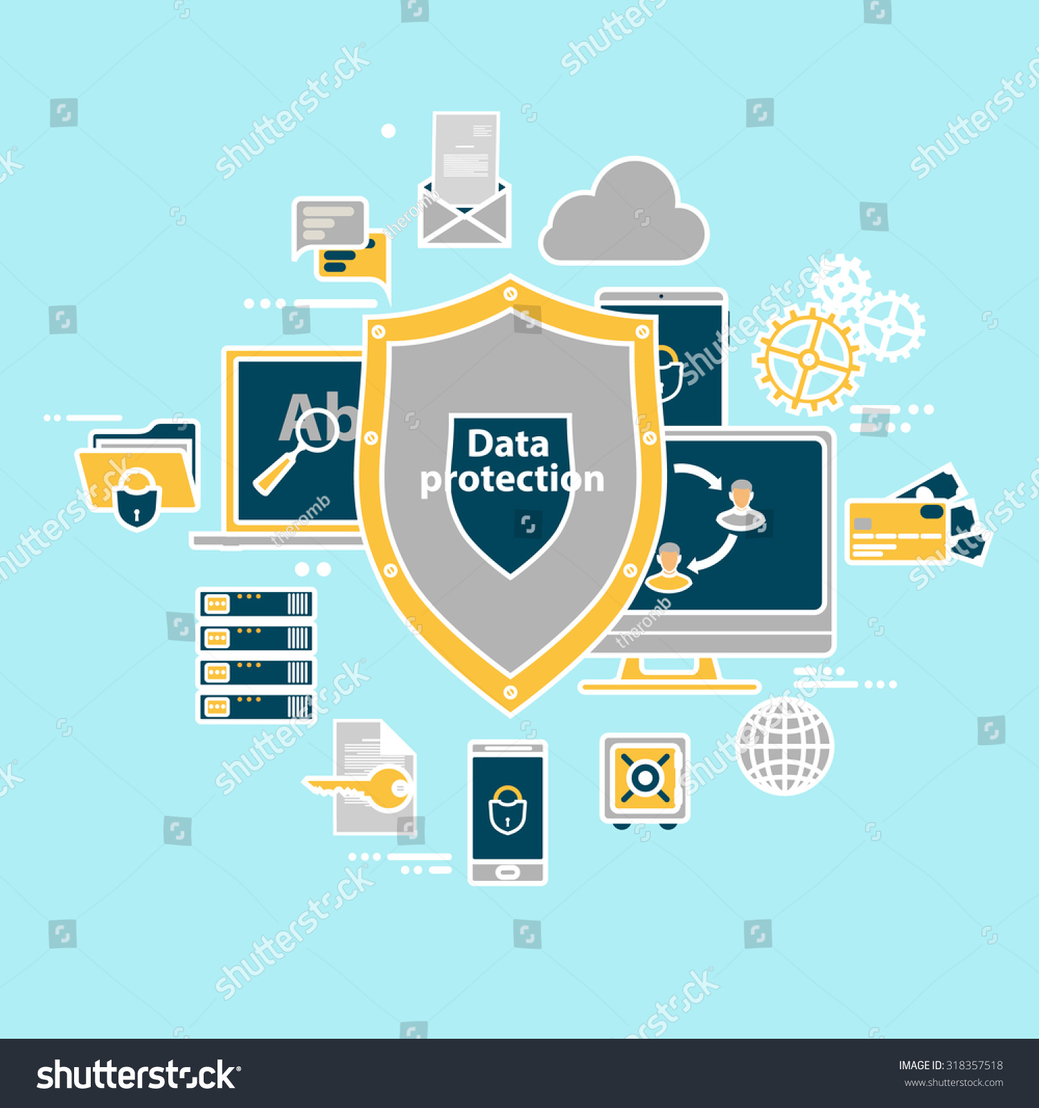 Data Protection Safe Work Flat Design Stock Vector (Royalty Free) 318357518