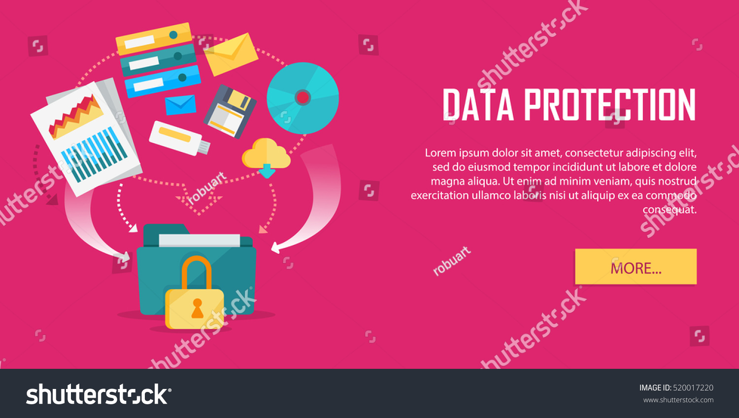 Data Protection Concept Web Banner Flat Stock Vector Royalty Free