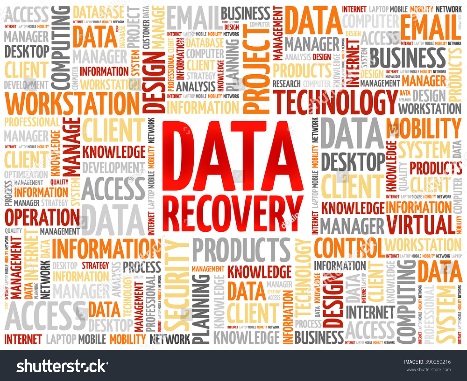 Data Recovery Word Cloud Concept Stock Vector (Royalty Free) 390250216 ...