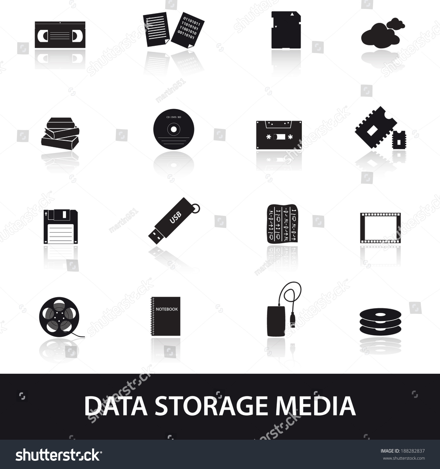 Data Storage Media Icons Eps10 Stock Vector (Royalty Free) 188282837