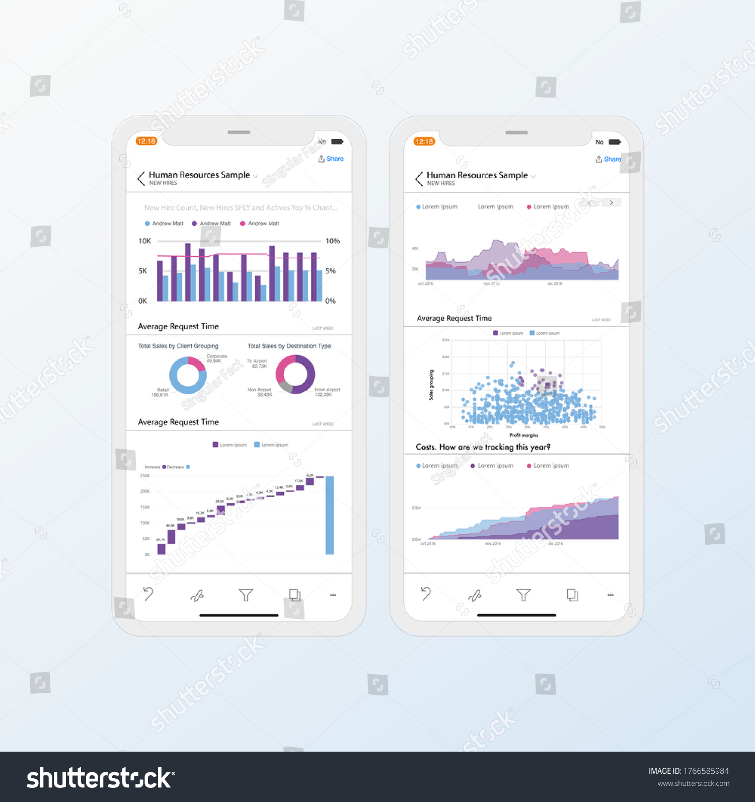 Conjunto móvil de visualización de datos.: vector de stock (libre de ...