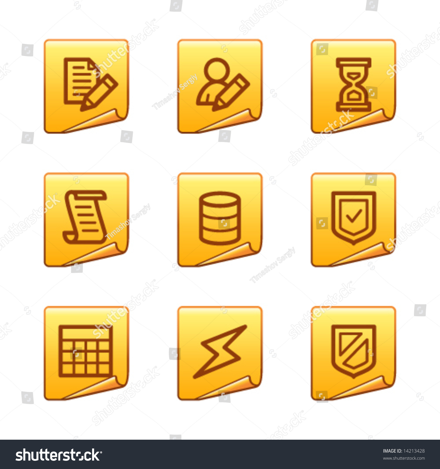 Database Icons Gold Sticker Series Stock Vector (Royalty Free) 14213428 ...