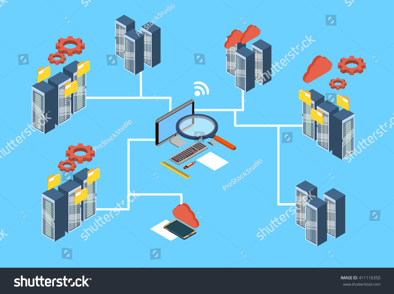 Database Server Search Data Center 3d : image vectorielle de stock ...