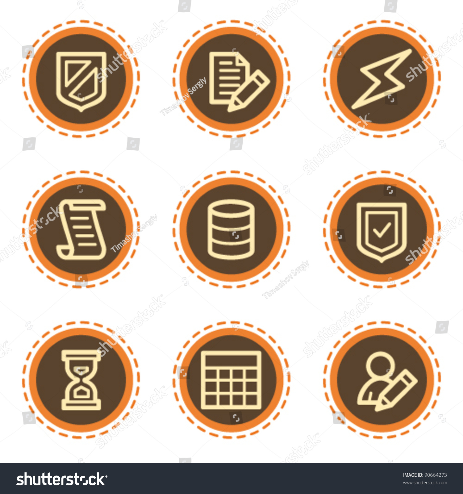 Database Web Icons Vintage Buttons Stock Vector (Royalty Free) 90664273