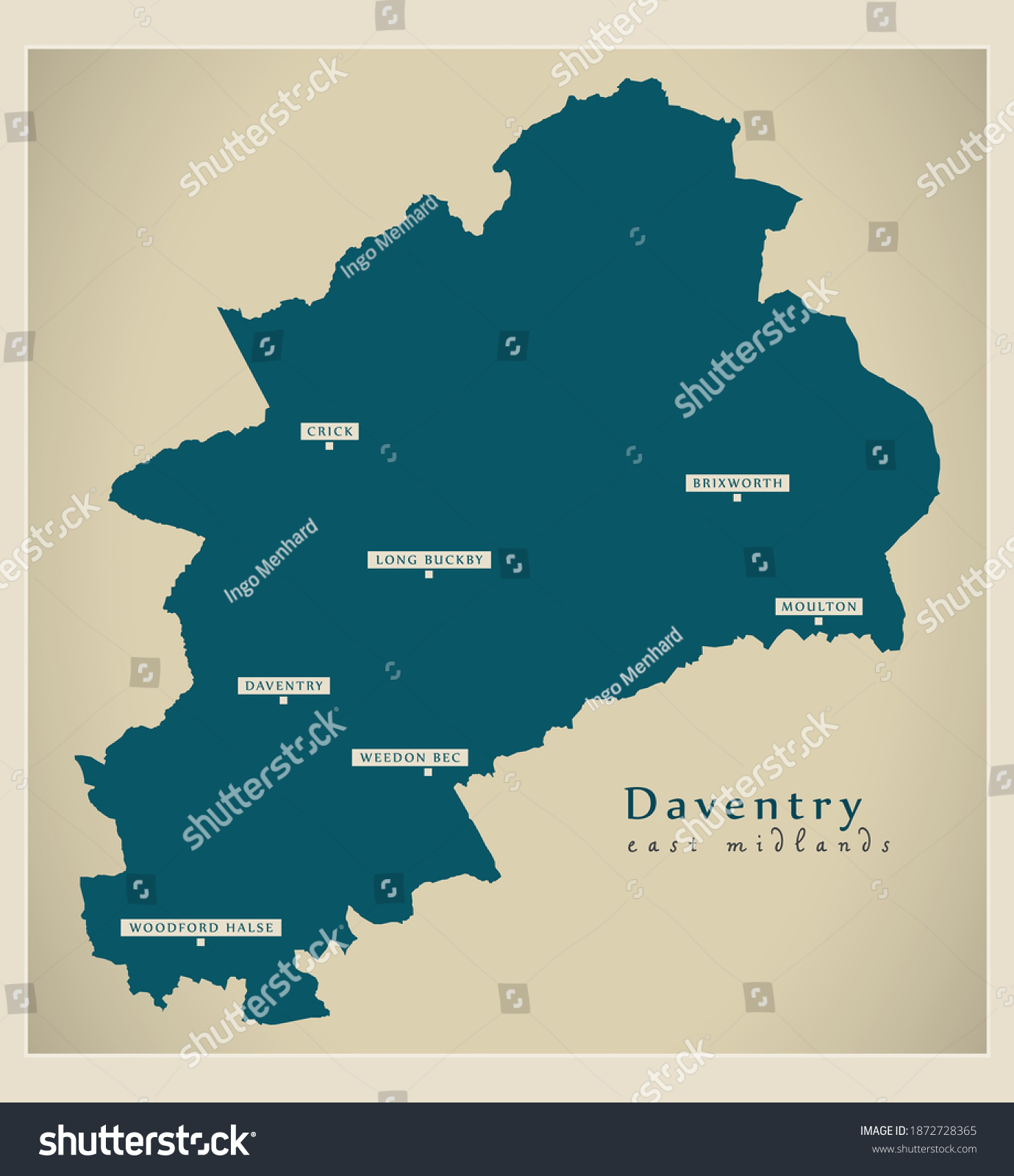 Daventry District Map England Uk 库存矢量图（免版税）1872728365 | Shutterstock