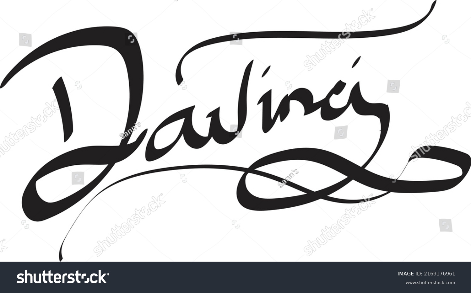 Davinci Handwritten Calligraphy Vector Printable Design Stock Vector ...