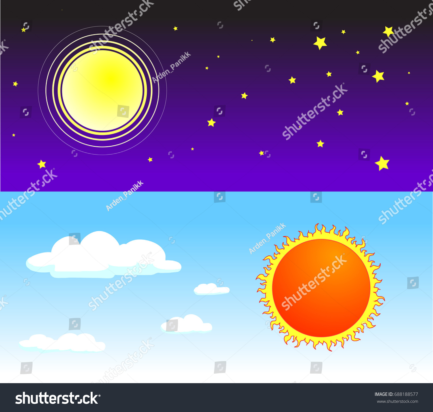 Day Night Background Vector Cartoon Stock Vector (Royalty Free) 688188577