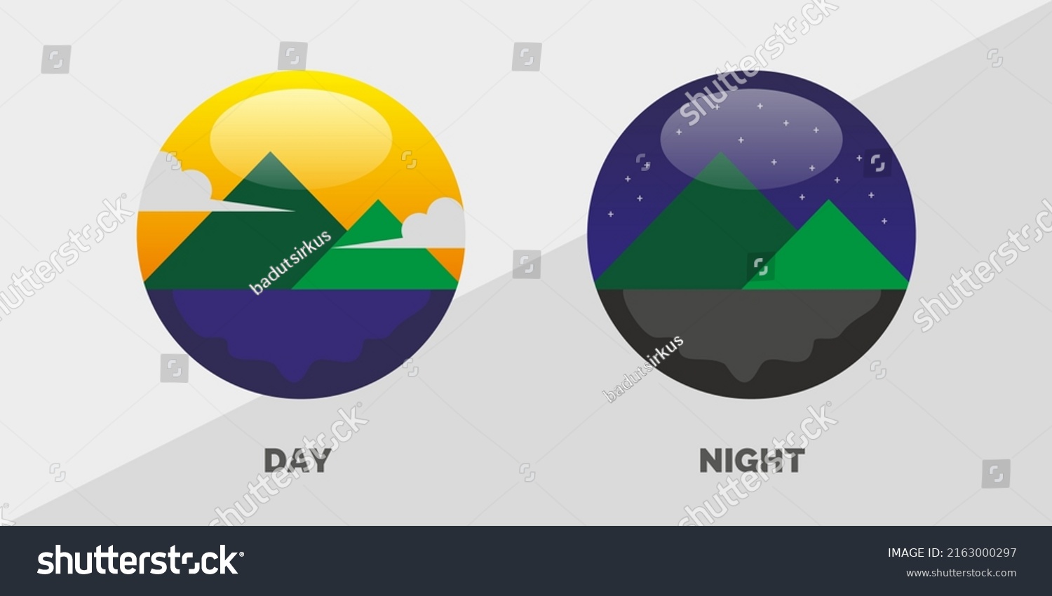 Day Night Illustration Vector Design Element Stock Vector (Royalty Free ...