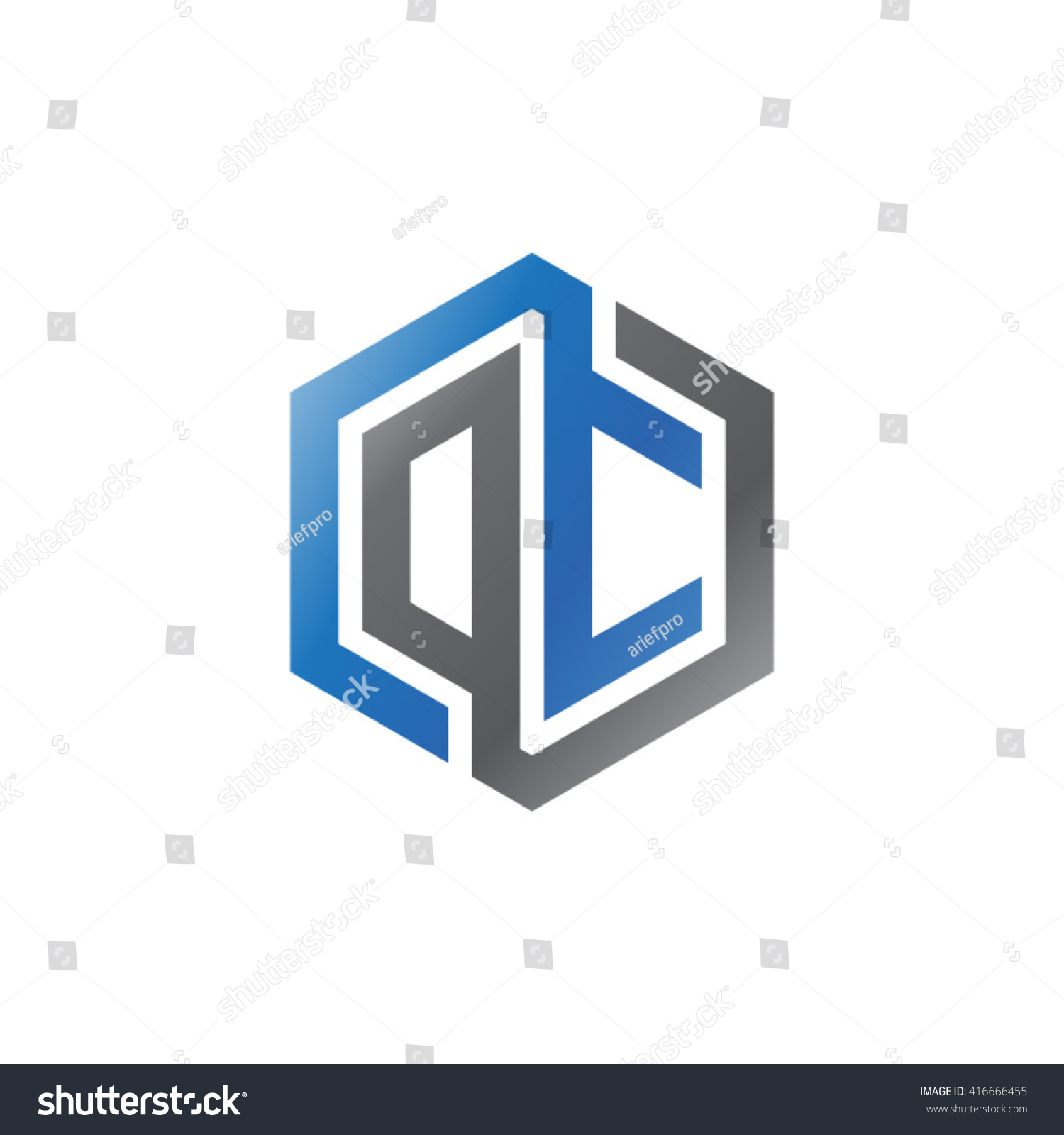 Dc Initial Letters Loop Linked Hexagon: vector de stock (libre de ...