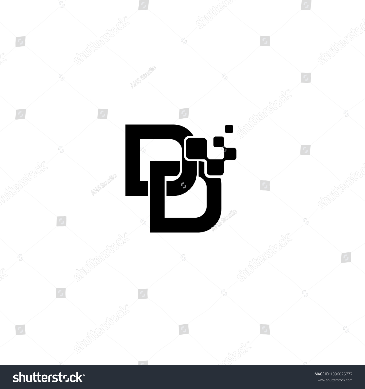 Dd Letter Technology Dot Concept Logo Stock-vektor (royaltyfri) 1096025777