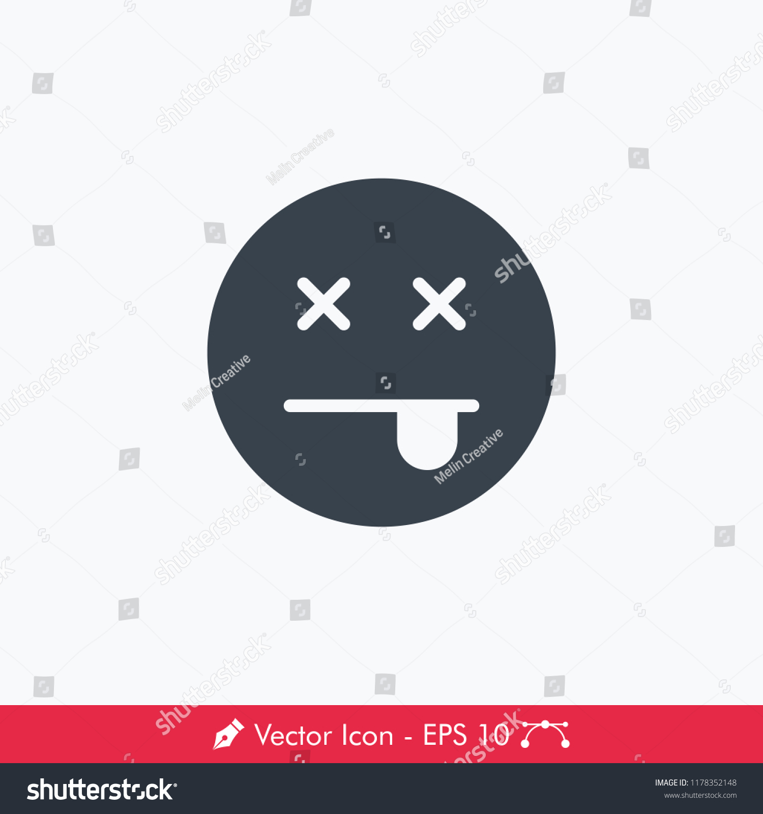 Dead Face Emoji Emoticon Icon Vector: Stock-Vektorgrafik (Lizenzfrei ...