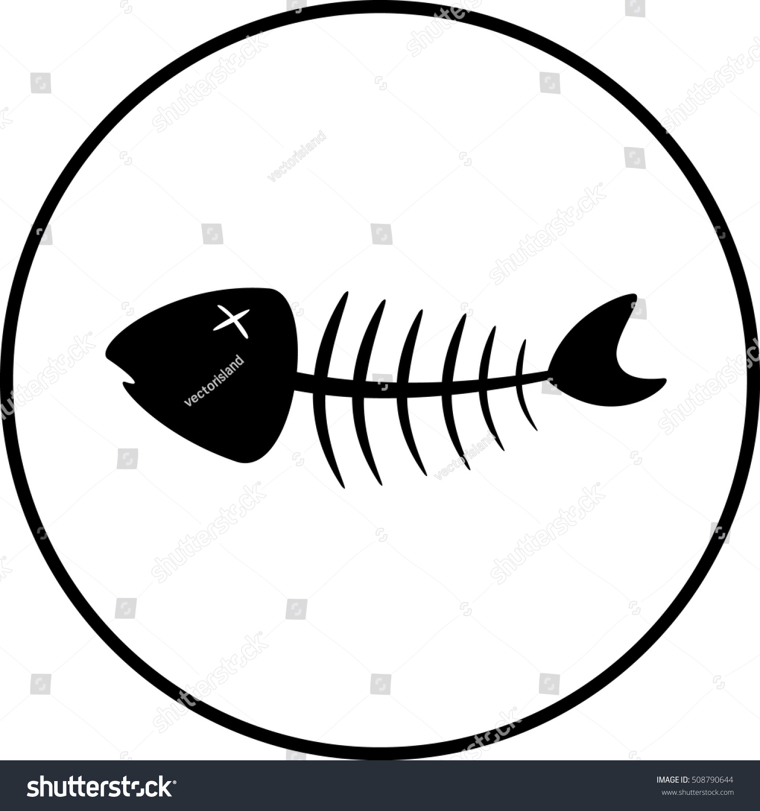 Dead Fish Skeleton Symbol Stock Vector (Royalty Free) 508790644