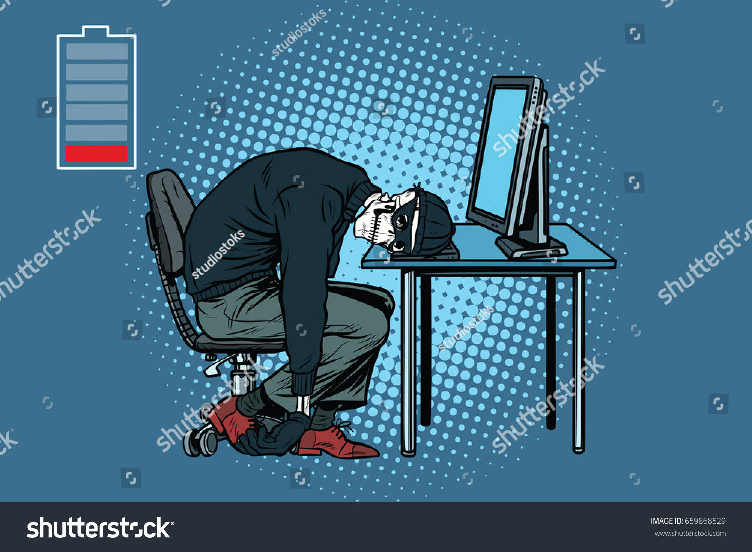 Dead Hacker Skeleton Computer Pop Art Stock Vector (Royalty Free ...