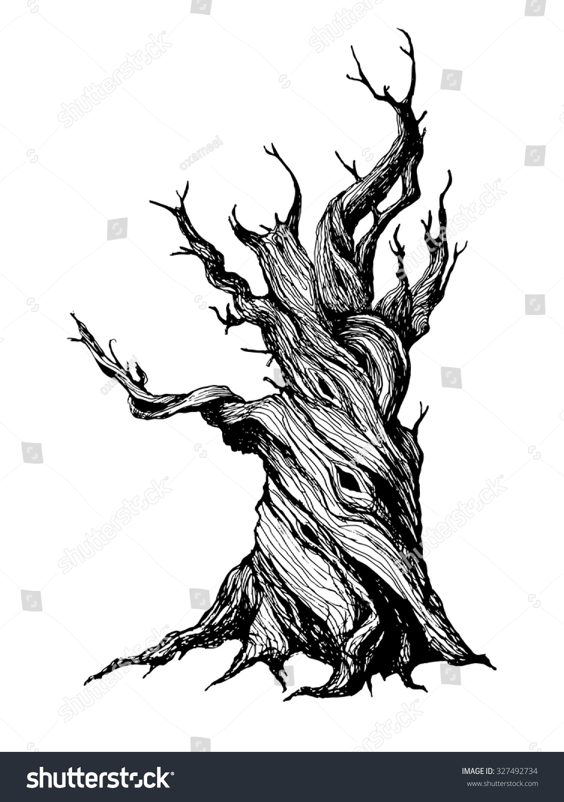 Dead Old Scary Tree Vector Stock Vector (Royalty Free) 327492734