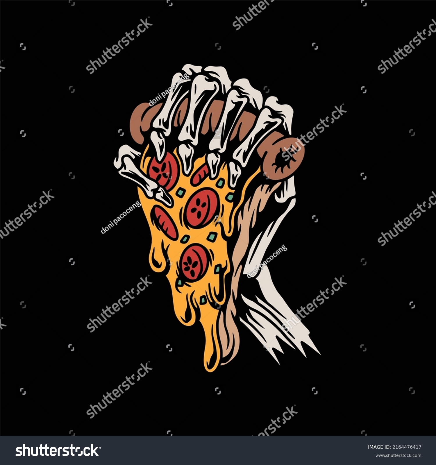 Dead Pizza Tattoo Vector Design Stock Vector (Royalty Free) 2164476417 ...