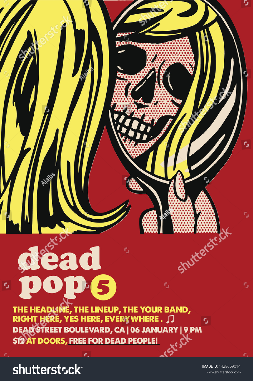 Dead Pop Gig Poster Flyer Template: เวกเตอร์สต็อก (ปลอดค่าลิขสิทธิ์ ...
