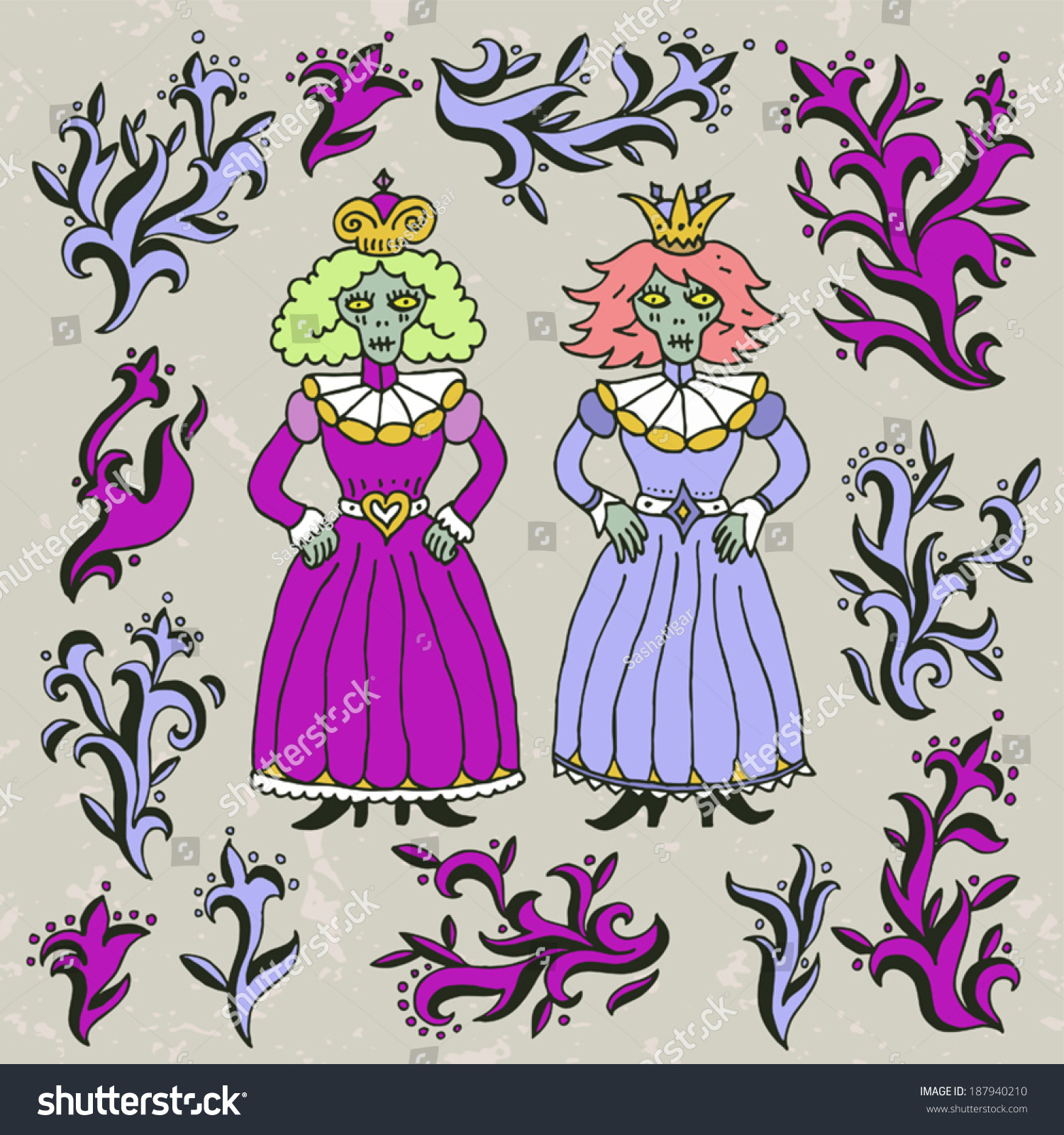 Dead Queens Vector Illustration Stock Vector (Royalty Free) 187940210