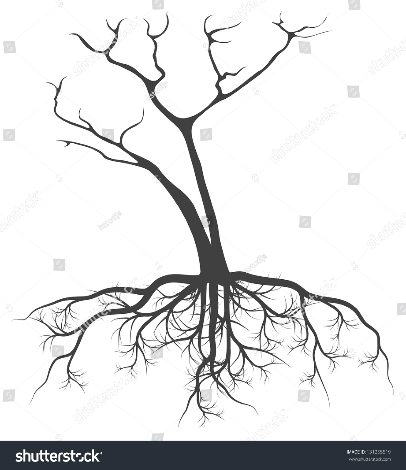 Dead Tree Roots Vector Background Black: เวกเตอร์สต็อก (ปลอดค่า ...